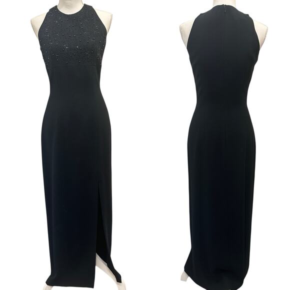 Kenar | Dresses | Vtg 9s Ann Tjian Kenar Black Beaded Halter Evening ...